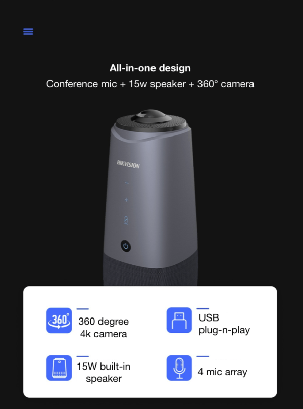 HIKVISION - 360° conference camera with build in mic and speaker - TEK ...